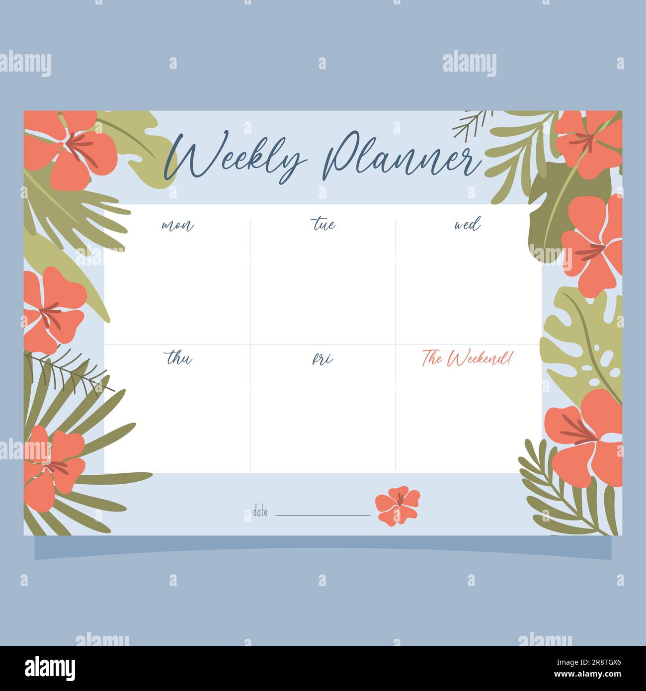 Printable weekly planner concept, with tropical exotic background ...