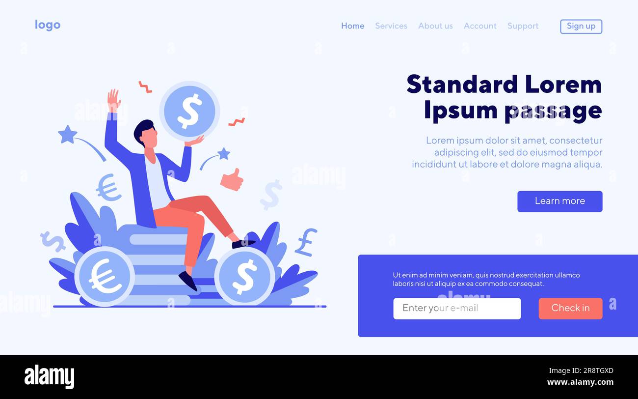 Happy businessman earning money flat vector illustration Stock Vector ...