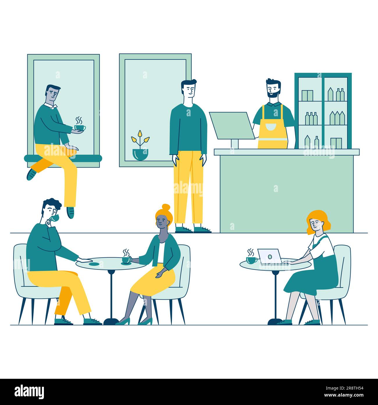 People dinning at table Stock Vector Images - Alamy