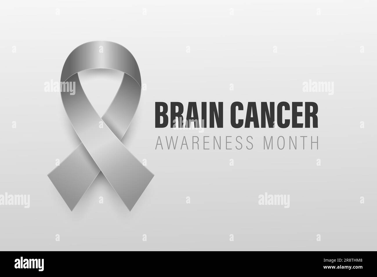 Brain Cancer Banner, Card, Placard with Vector 3d Realistic Grey Ribbon ...