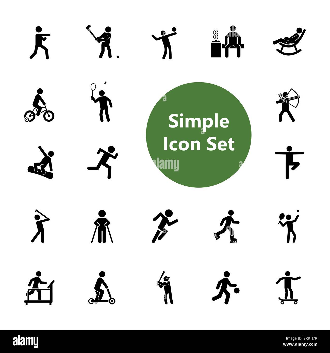 Active people icon set. Sport and activities collection Stock Vector ...