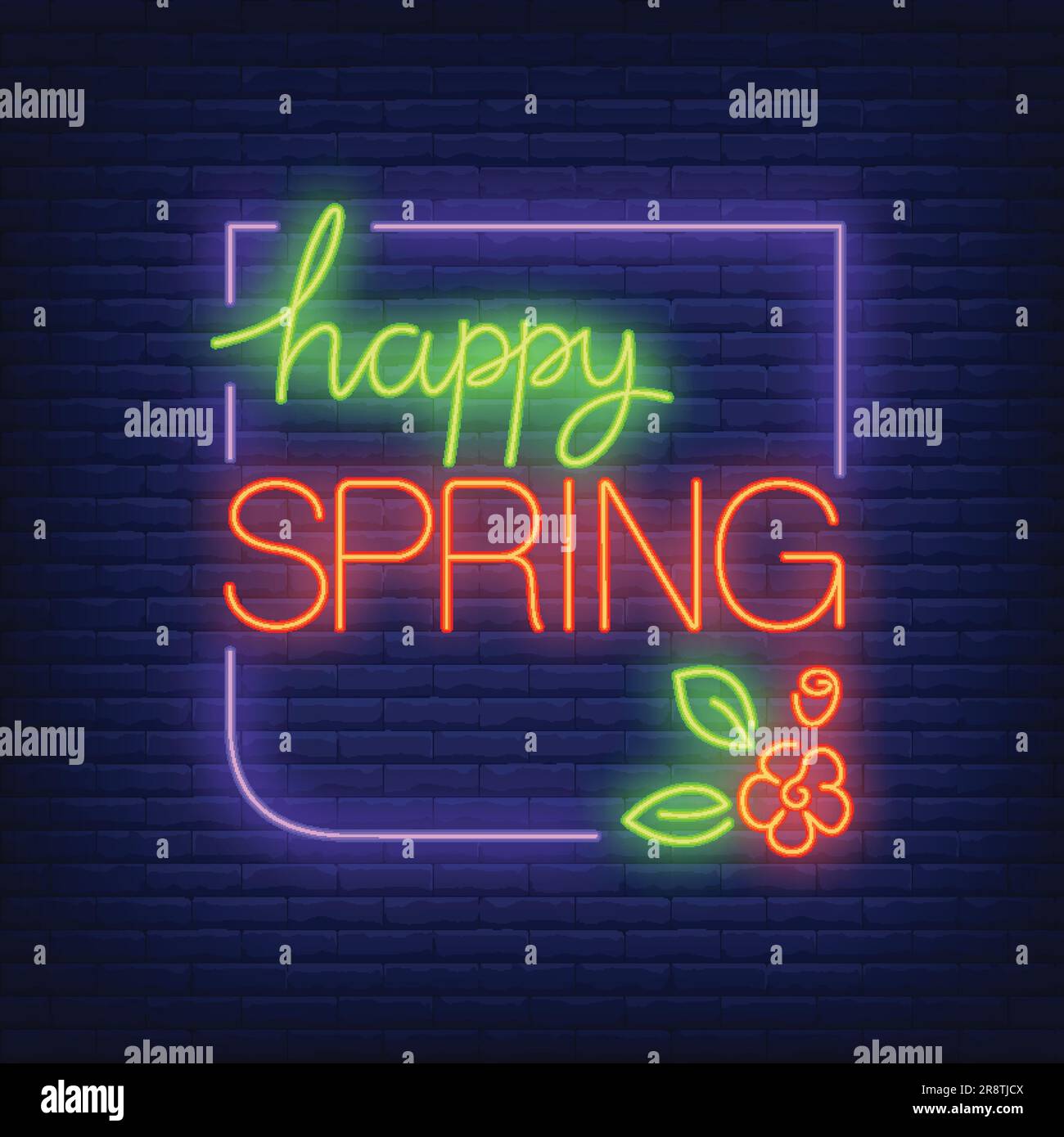 Happy spring neon sign Stock Vector Image & Art - Alamy