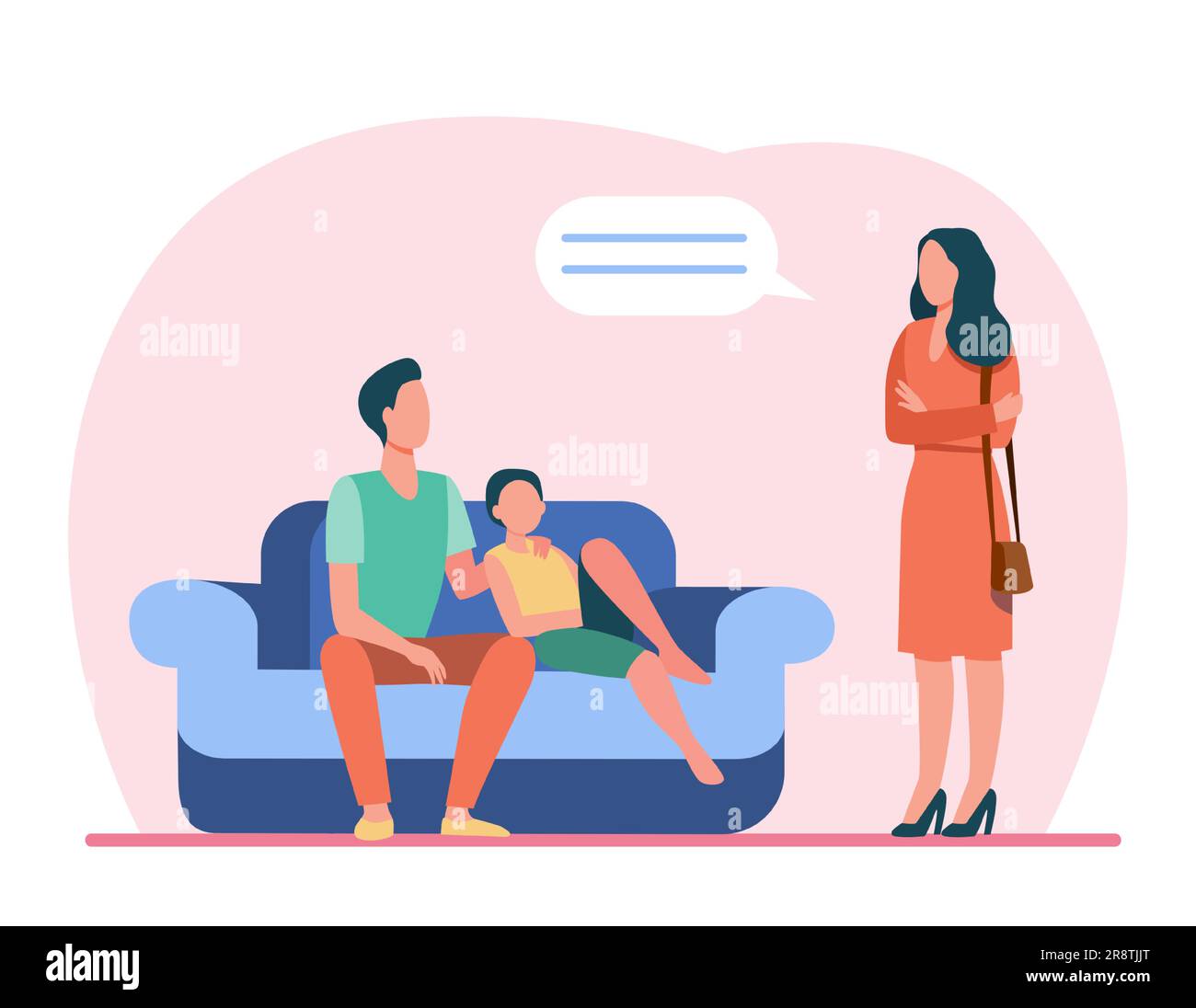 Father mother child talking sofa Cut Out Stock Images & Pictures - Alamy