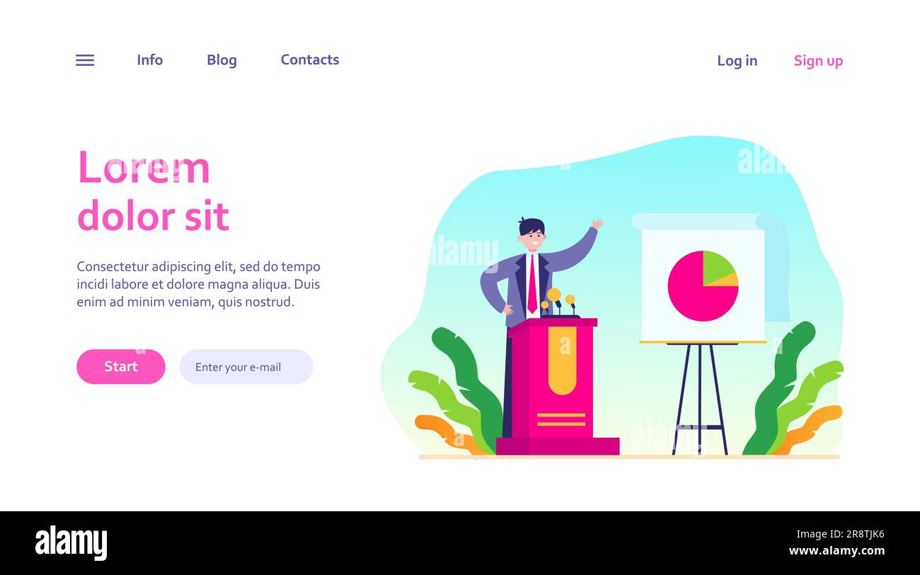 Happy speaker presenting report Stock Vector Image & Art - Alamy