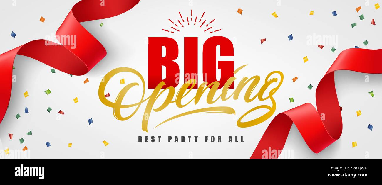 Big opening, best party for all festive banner design with streamer ...
