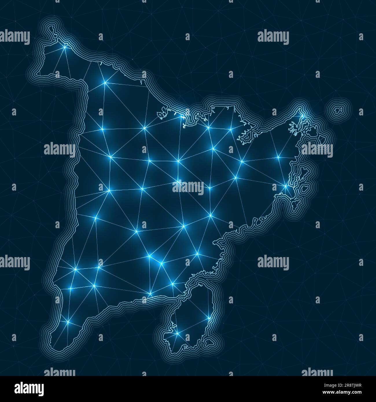 Panay network map. Abstract geometric map of the island. Digital ...