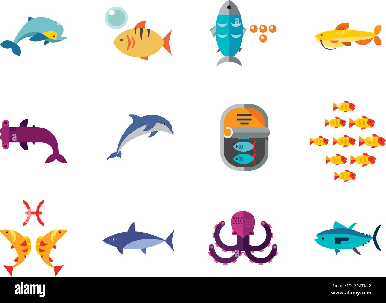 Fish Icon Set Stock Vector Image & Art - Alamy