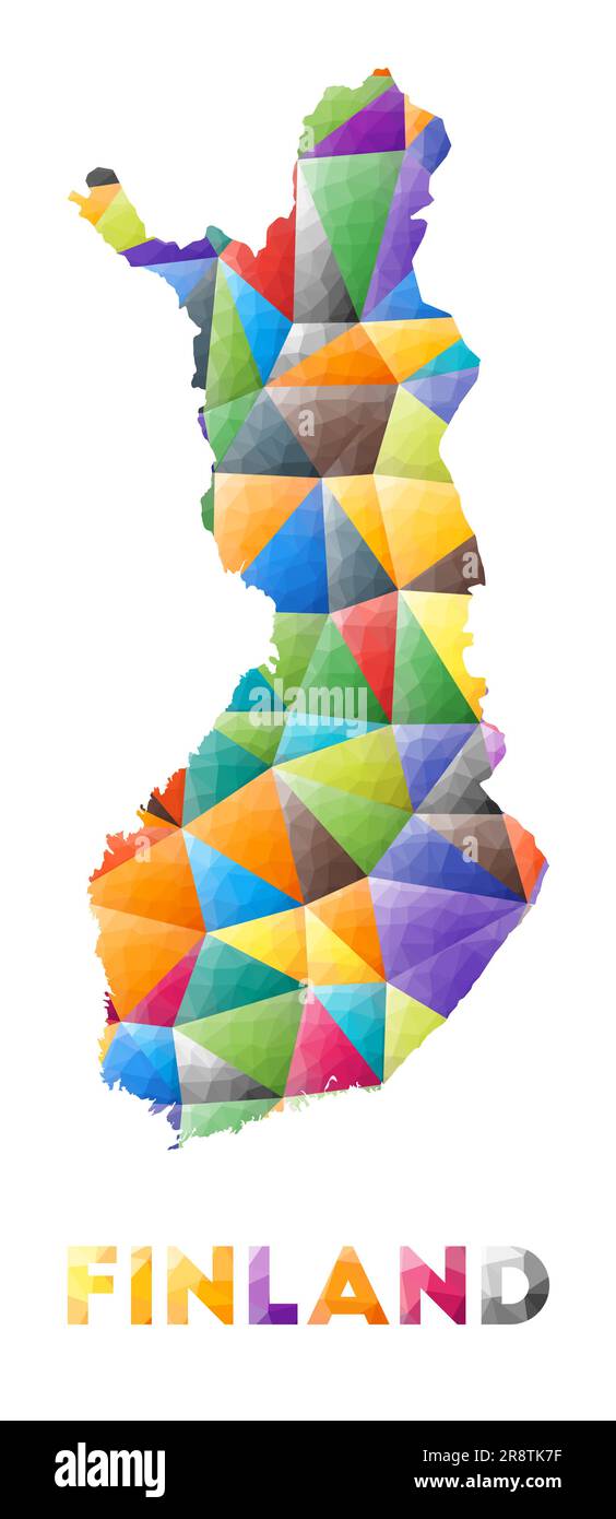 Finland - colorful low poly country shape. Multicolor geometric ...