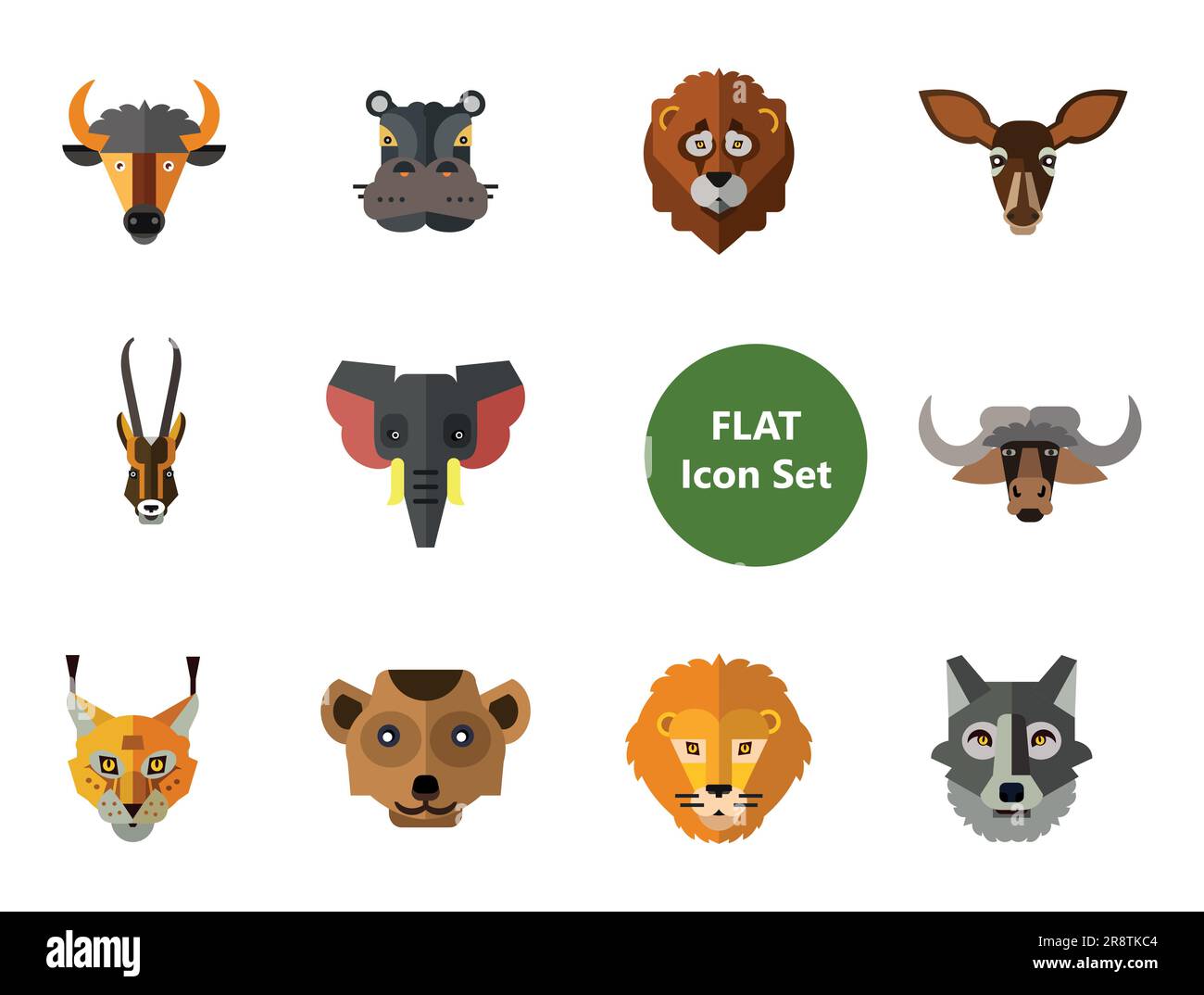 Animal Faces Icon Set Stock Vector Image & Art - Alamy