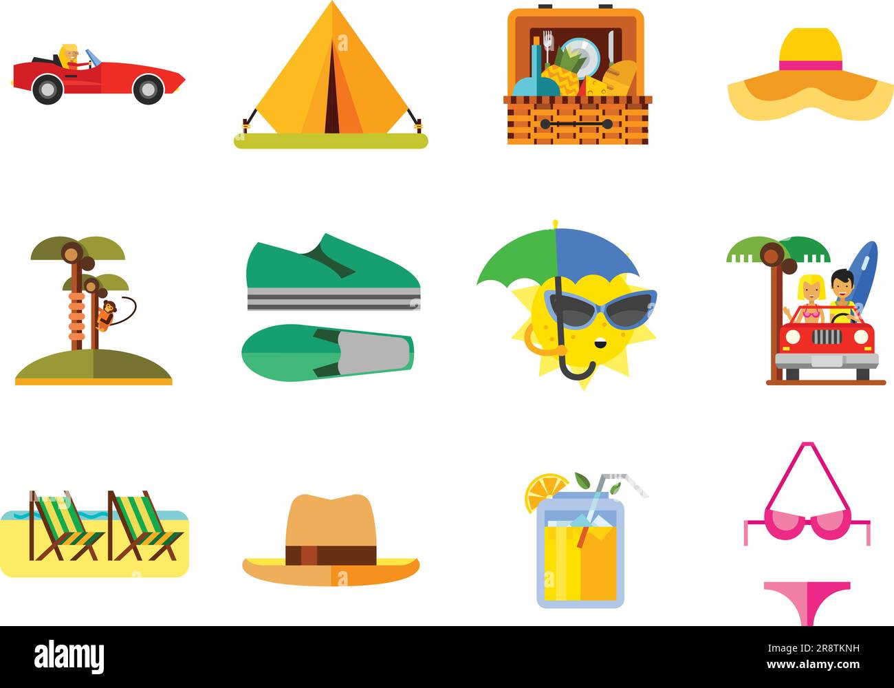 Couple vacation beach umbrella Cut Out Stock Images & Pictures - Alamy