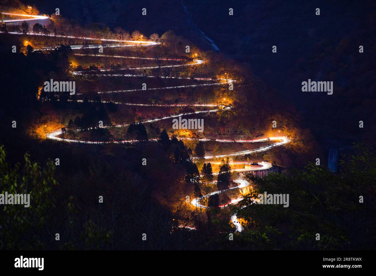 Night view of Iroha slope in Nikko Stock Photo - Alamy
