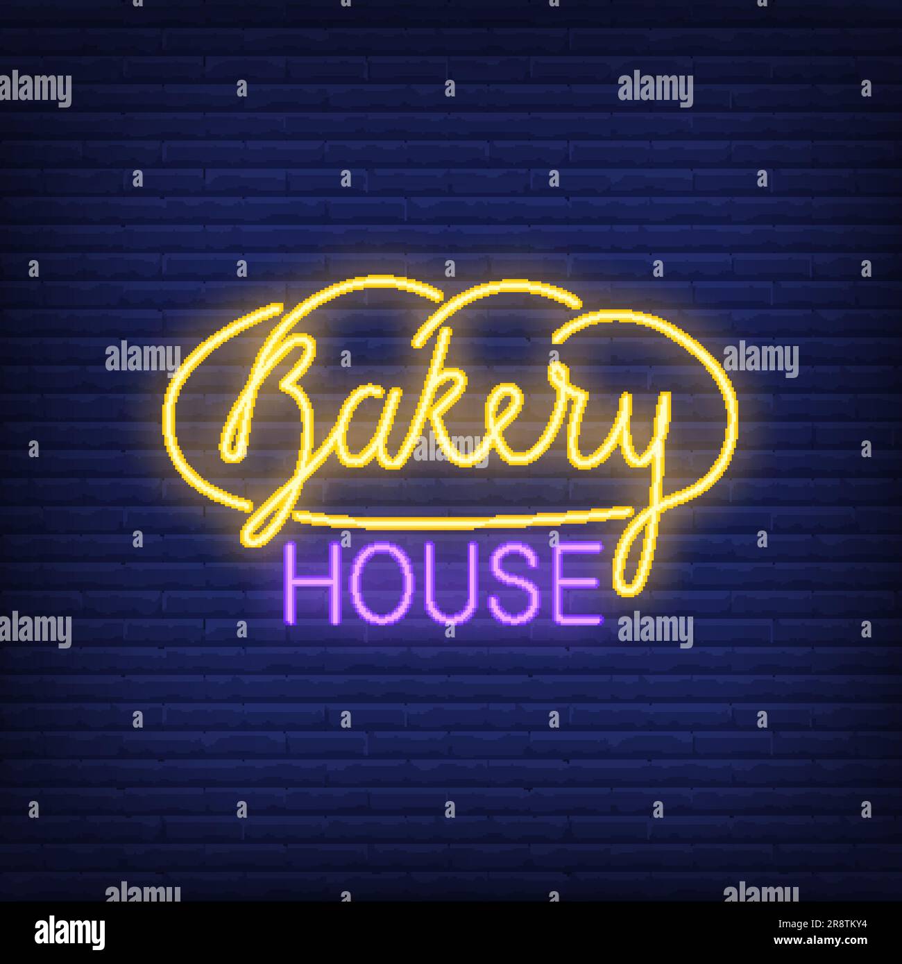 Bakery House Neon Sign with Loaf of Bread Stock Vector Image & Art - Alamy