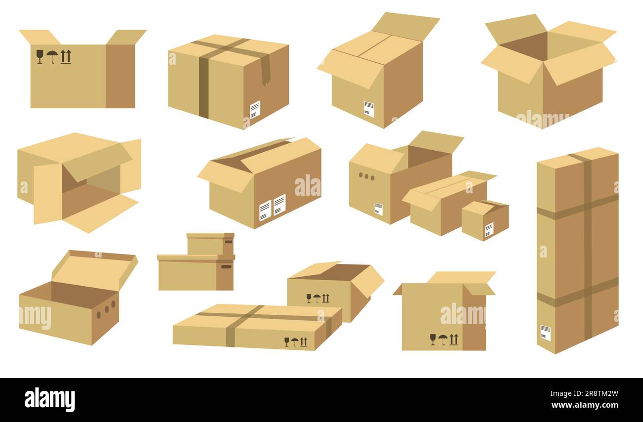 Big collection packaging boxes vector Stock Vector Images - Alamy