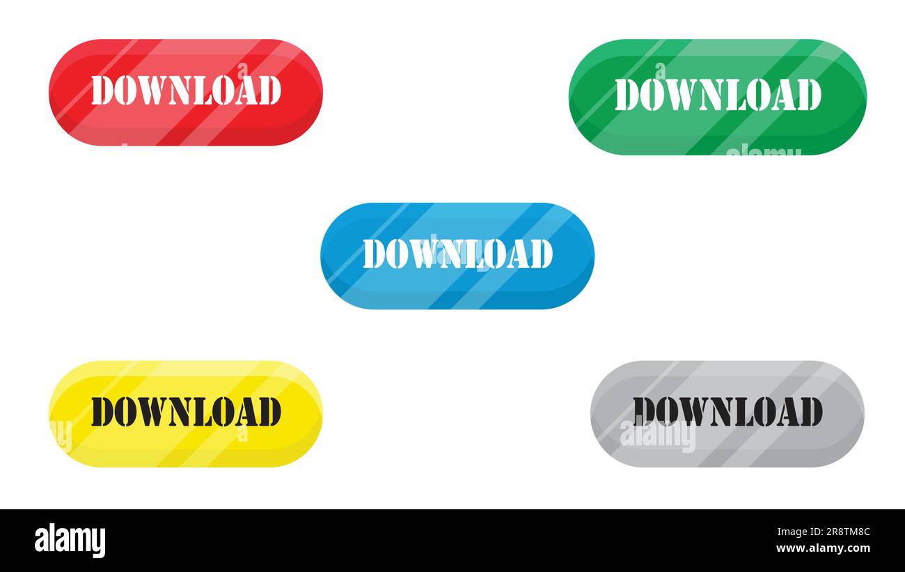 Download button in different colors. vector illustration isolated on ...
