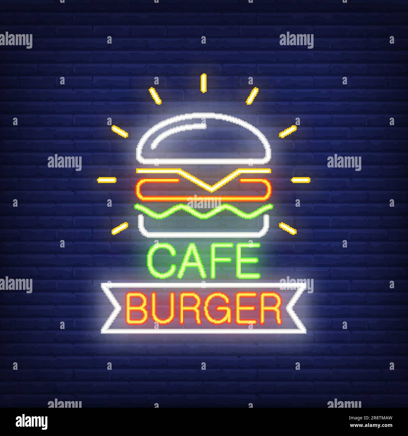 Cafe burger neon sign Stock Vector Image & Art - Alamy