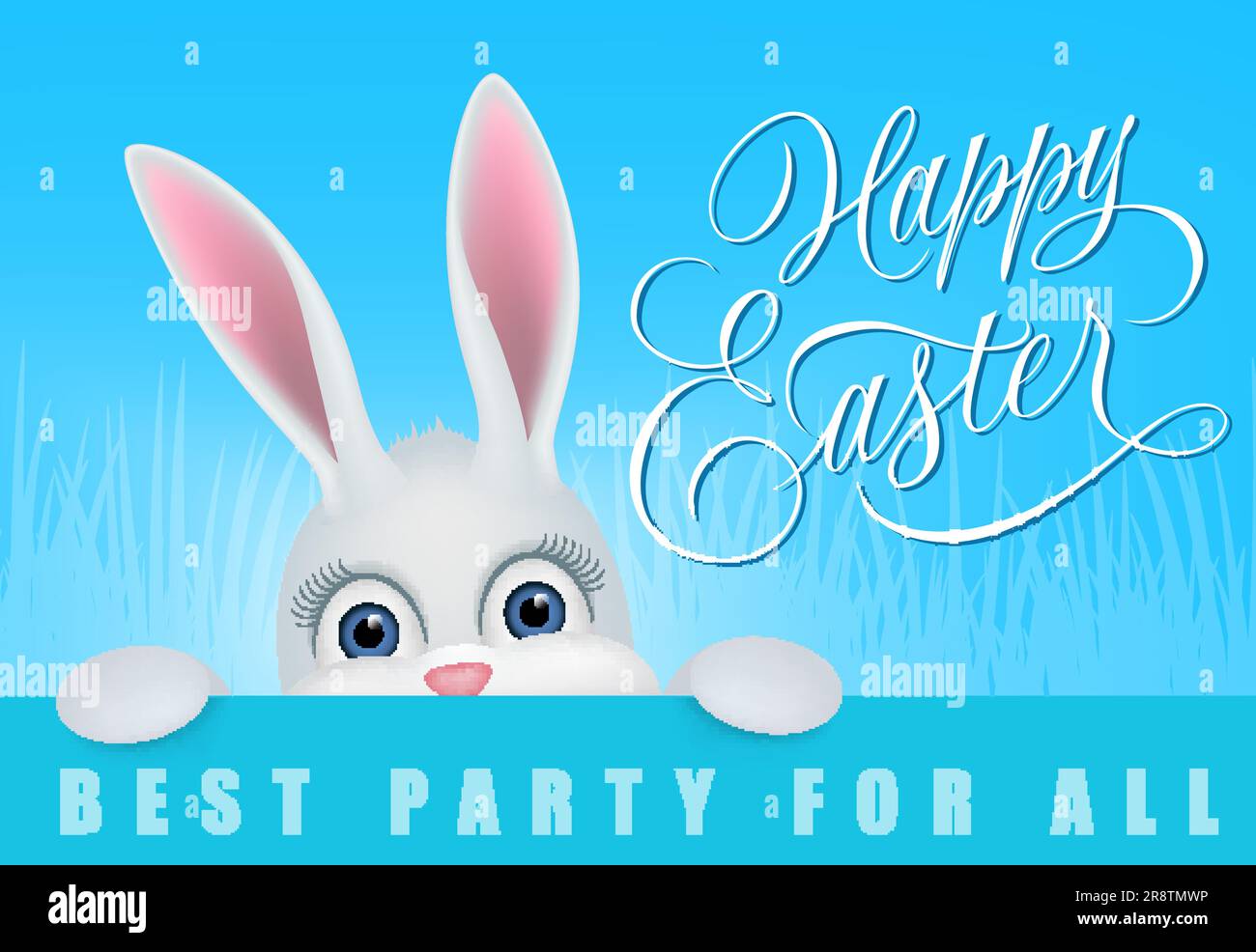 Happy Easter best party for all lettering and hare Stock Vector Image ...