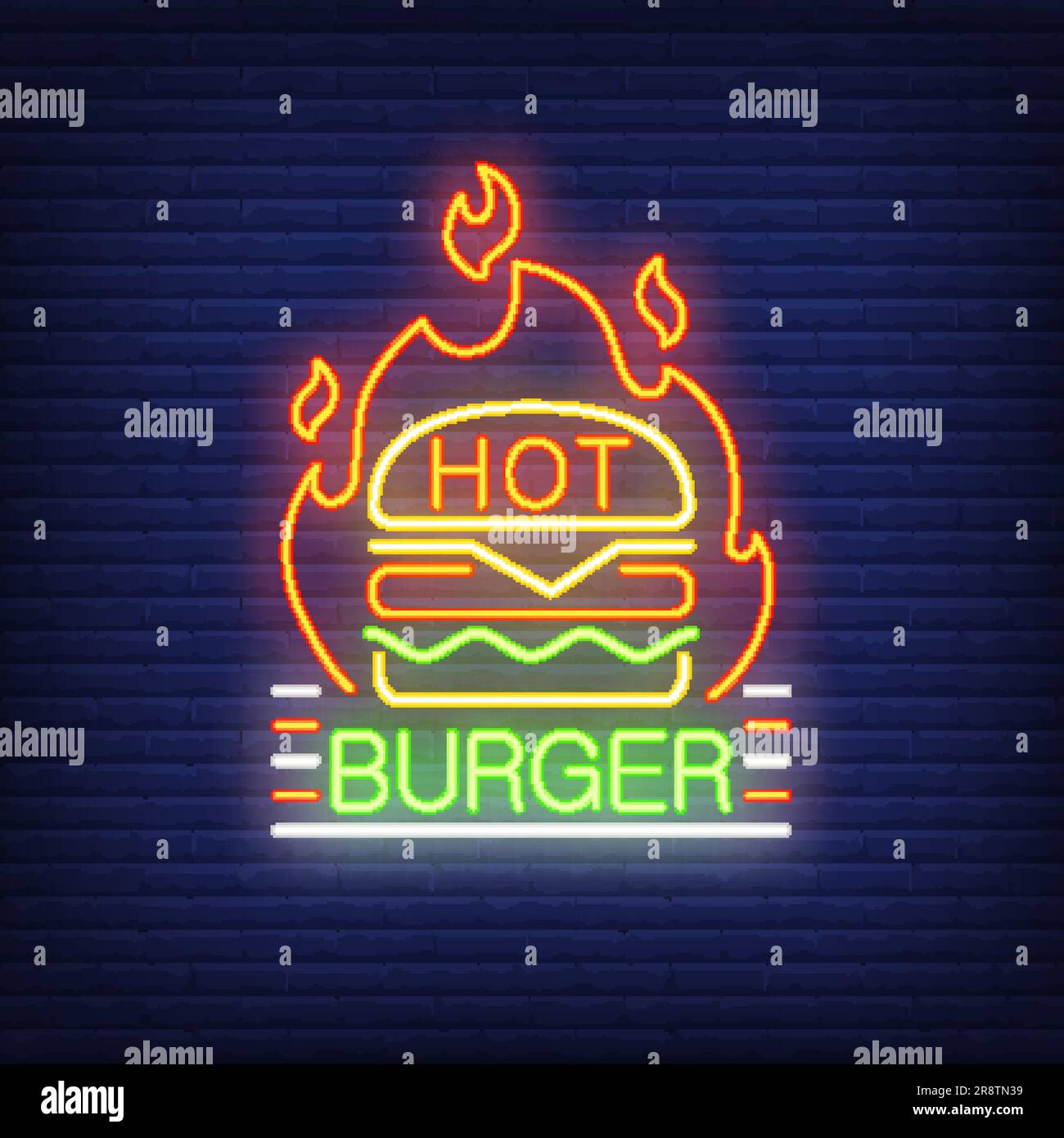 Hot burger neon sign Stock Vector Image & Art - Alamy