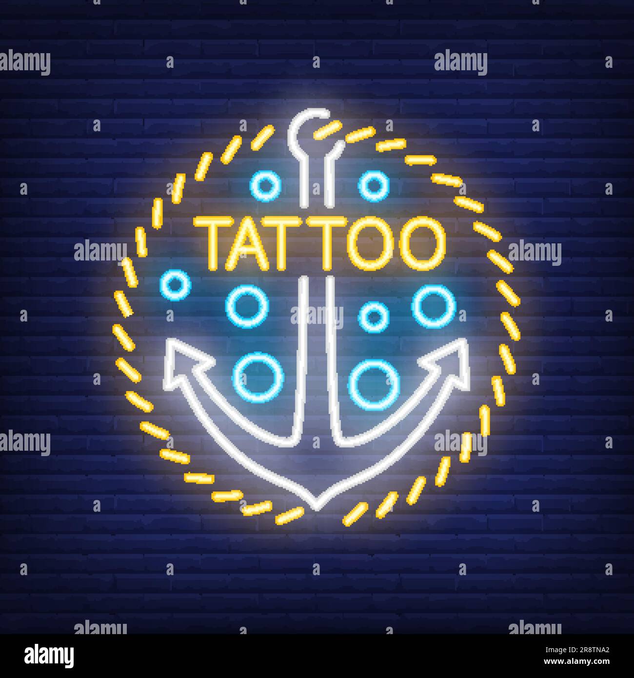 Tattoo neon word and anchor sign Stock Vector Image & Art - Alamy