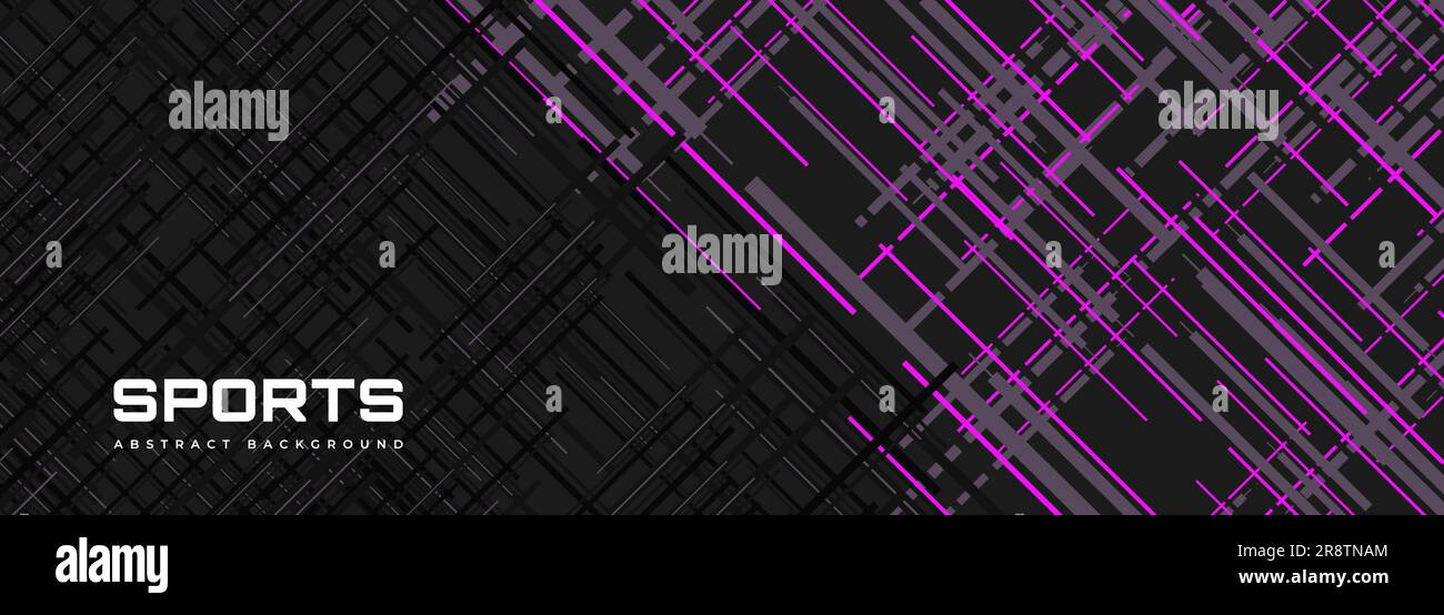 Sports banner modern design with diagonal black, violet and grey lines ...