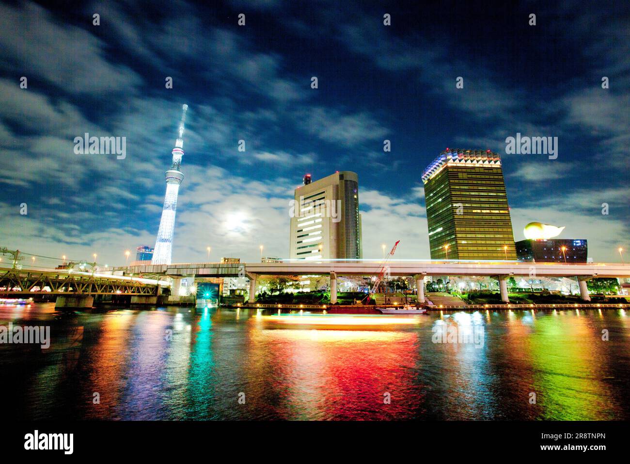 Tokyo Sky Tree and Sumida River at night Stock Photo - Alamy