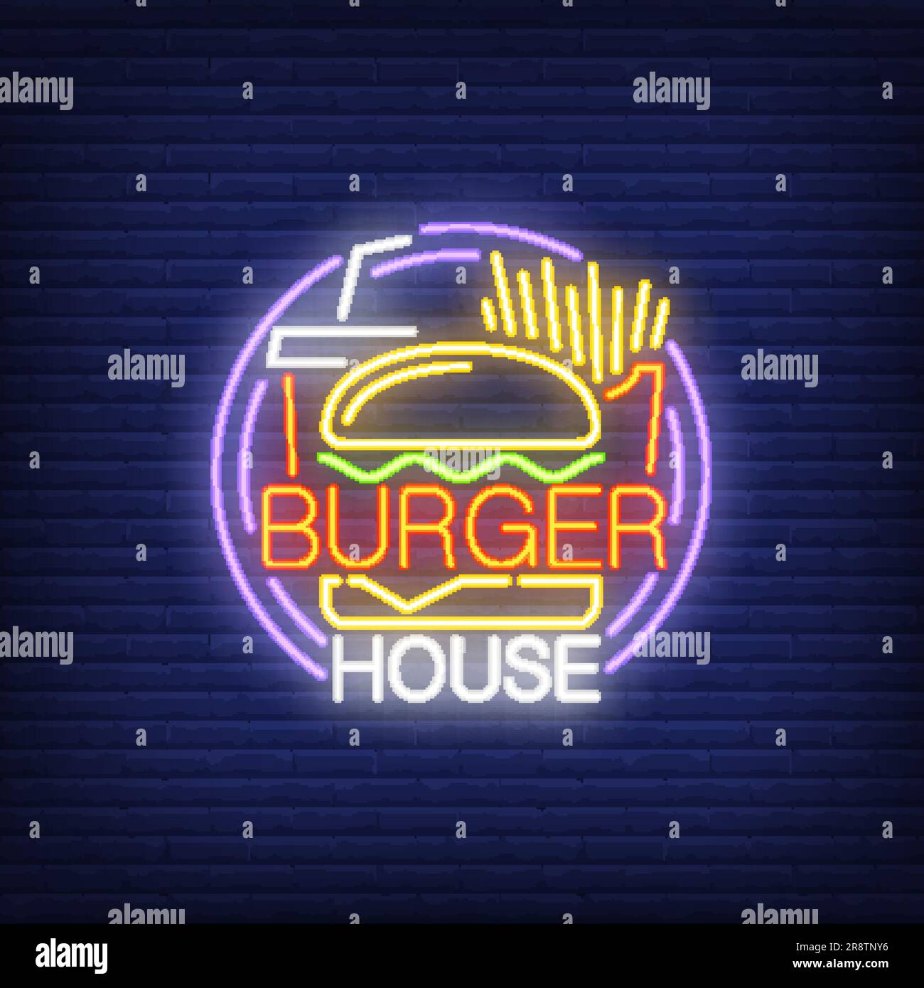Burger house neon sign Stock Vector Image & Art - Alamy