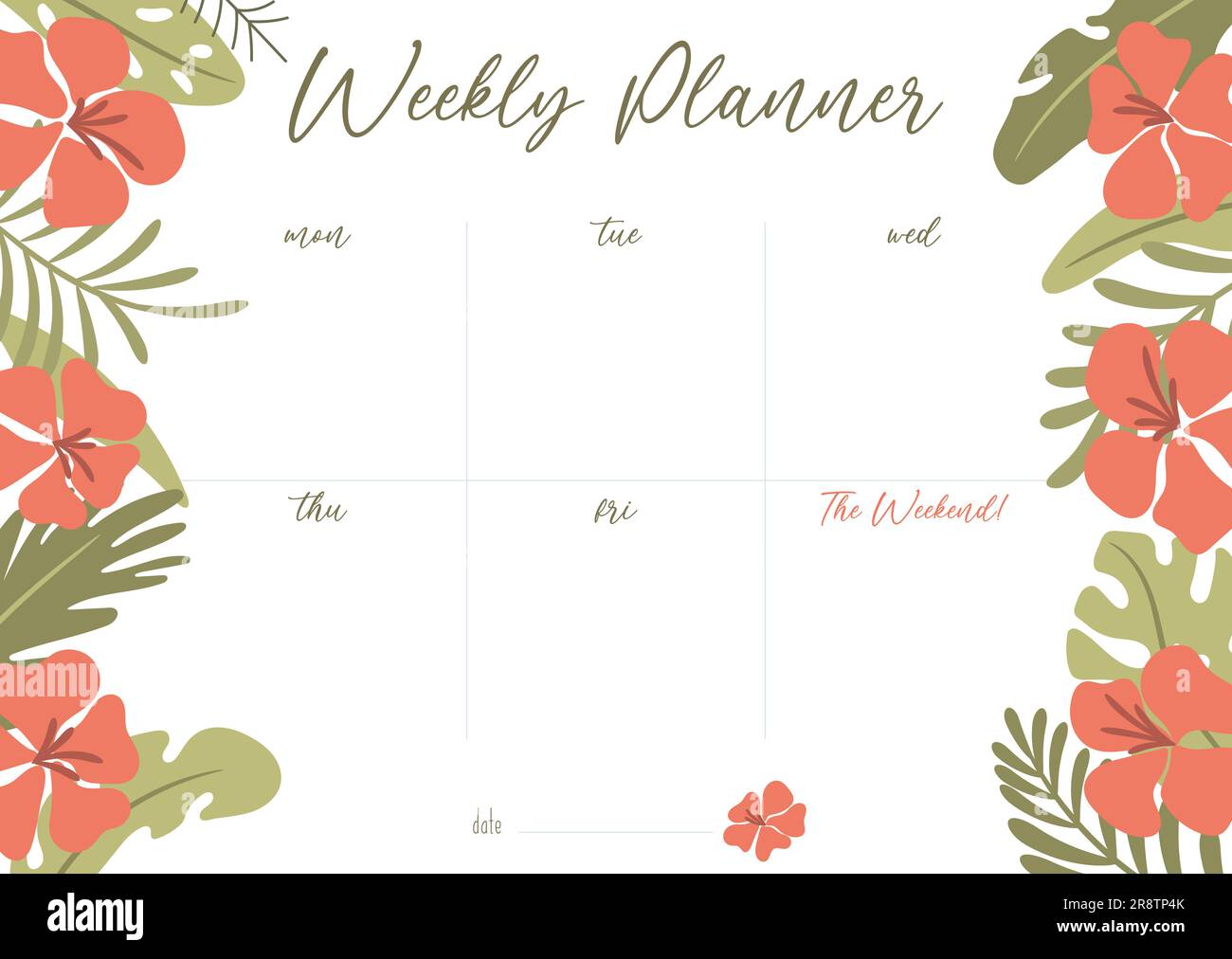 Printable weekly planner concept, with tropical exotic background ...