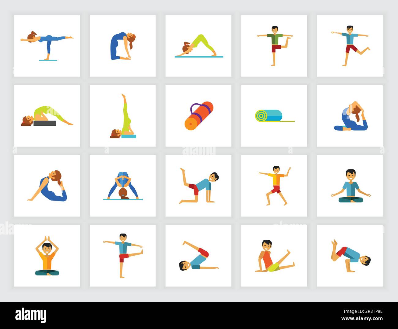 Yoga poses concept. Flat icon set Stock Vector Image & Art - Alamy