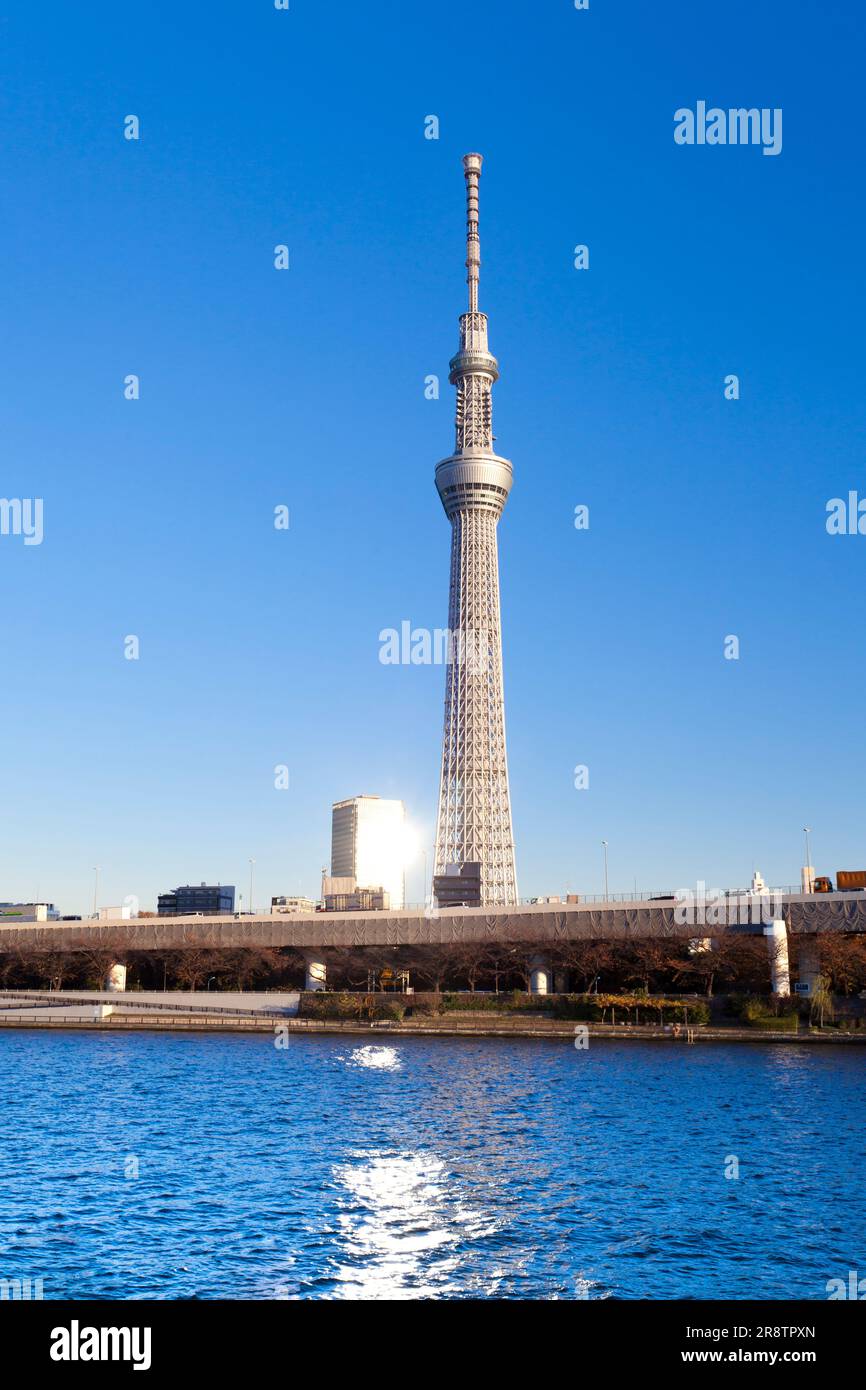 Tokyo Skytree Tower standing towering over a blue sky Stock Photo - Alamy