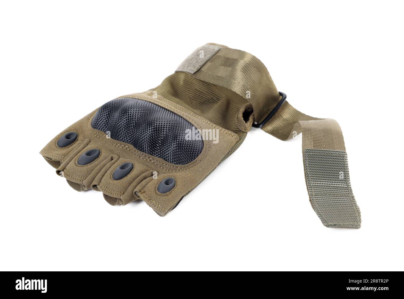 Tactical glove isolated on white. Military training equipment Stock ...