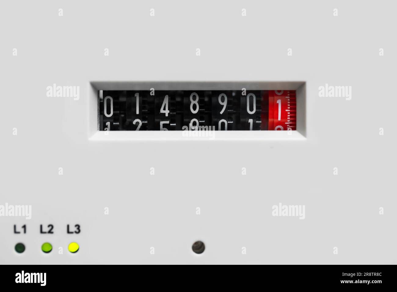 Closeup view of electric meter. Measuring device Stock Photo - Alamy