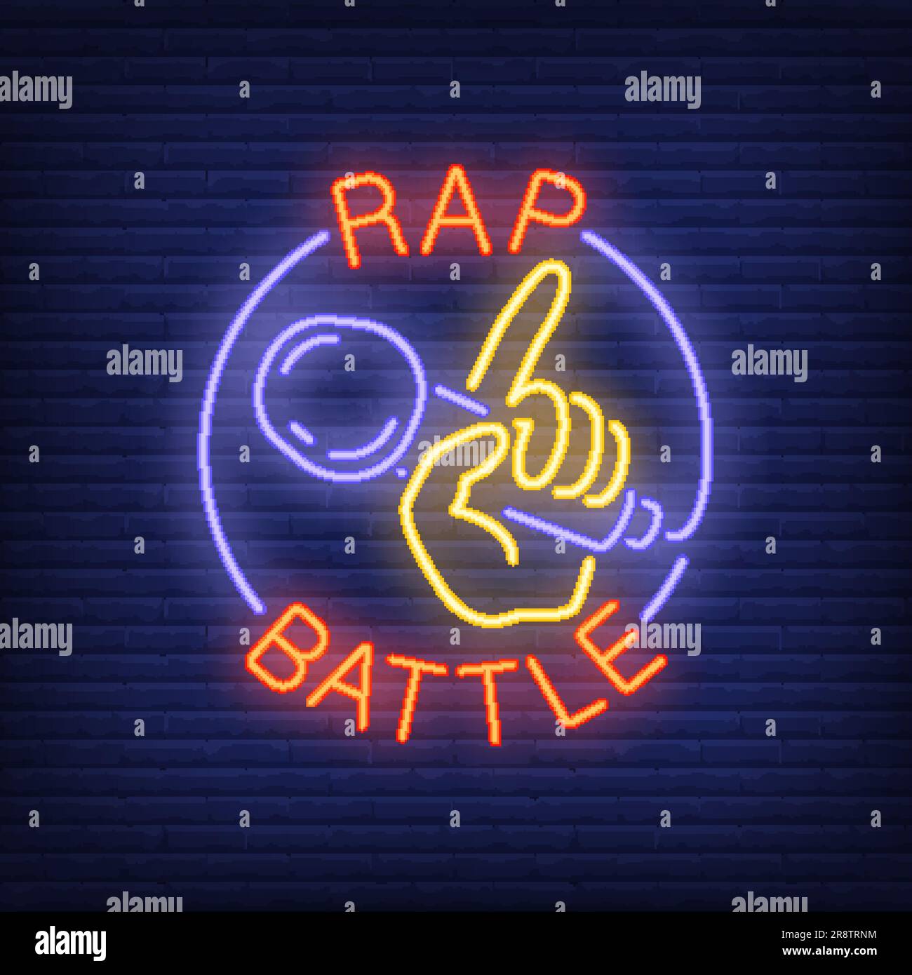 Rap battle neon text and hand holding microphone Stock Vector Image ...