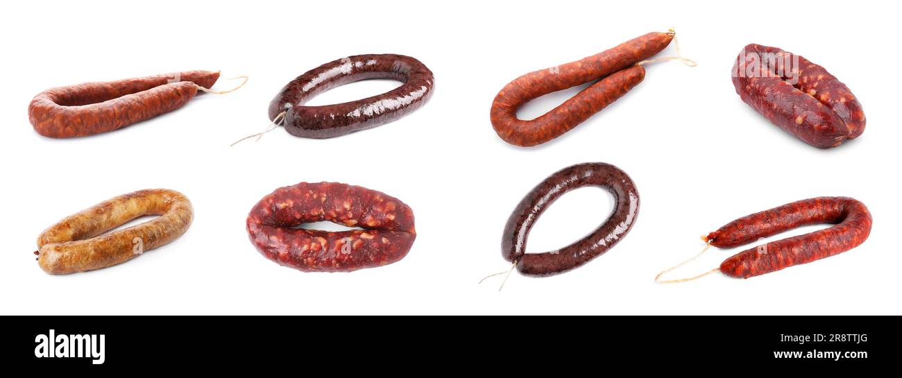 Collage assortment sausage meat hi-res stock photography and images - Alamy