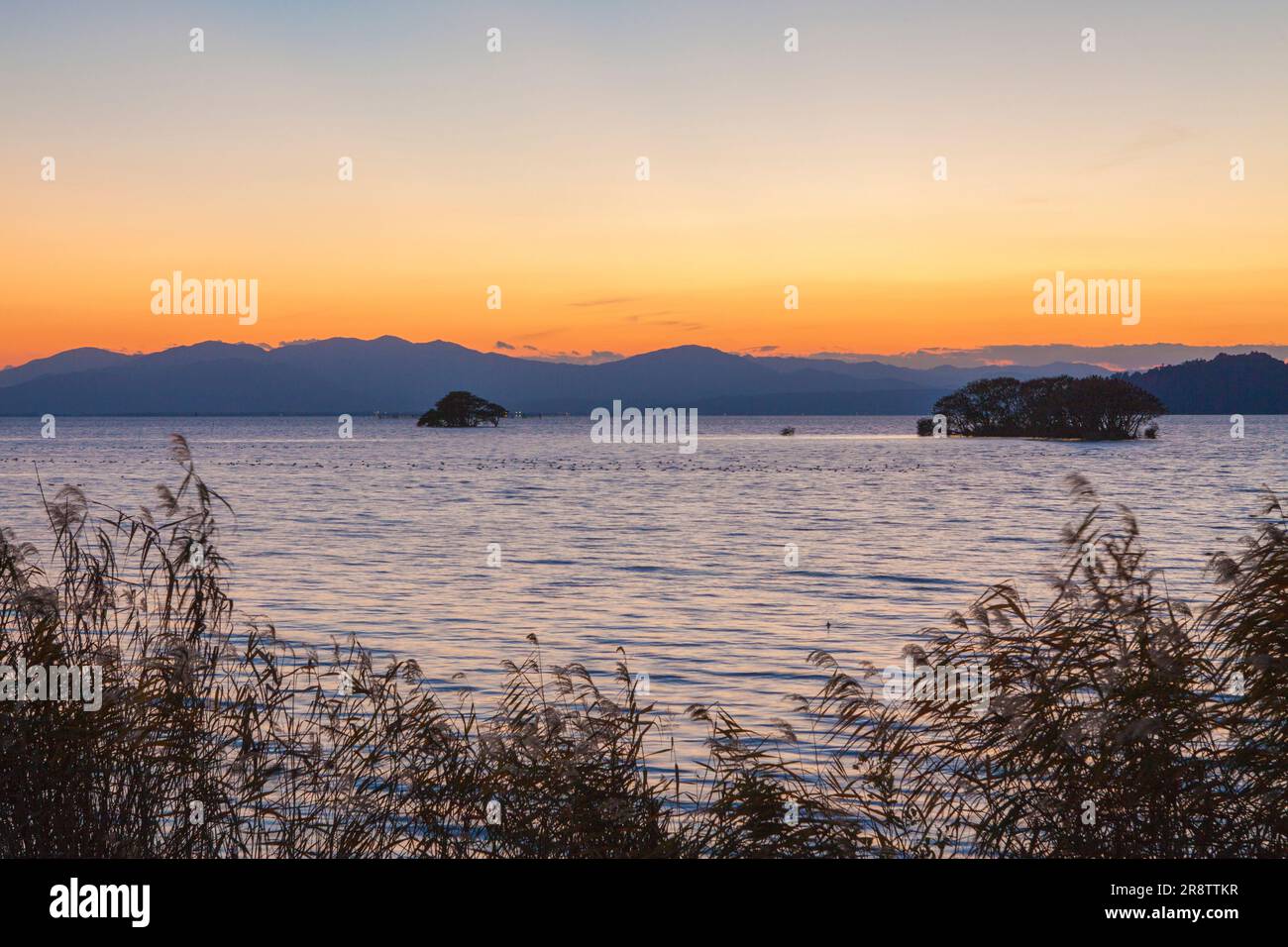 Sunset at Lake Biwa Stock Photo - Alamy
