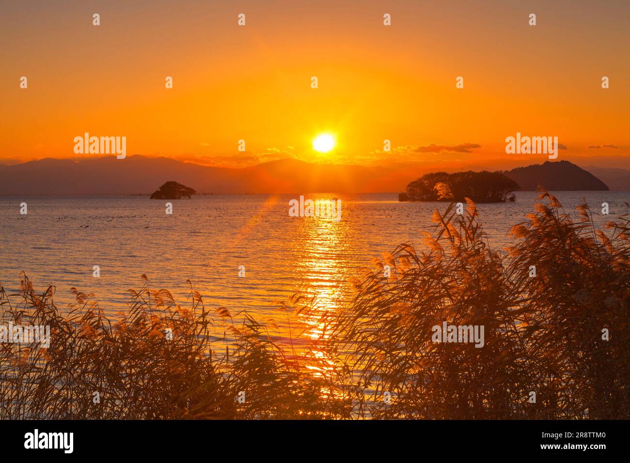 Sunset at Lake Biwa Stock Photo - Alamy