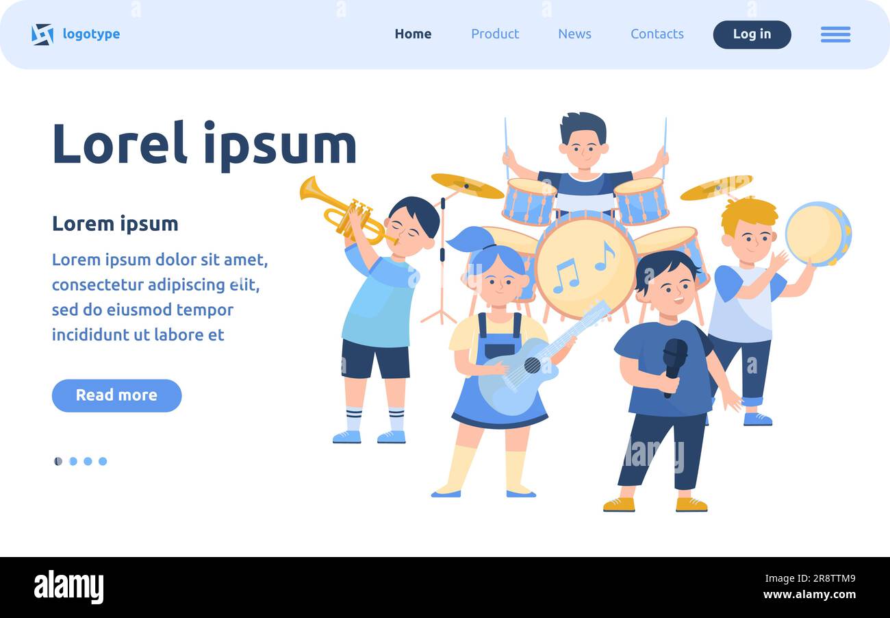 Cartoon children band flat vector illustration Stock Vector Image & Art ...