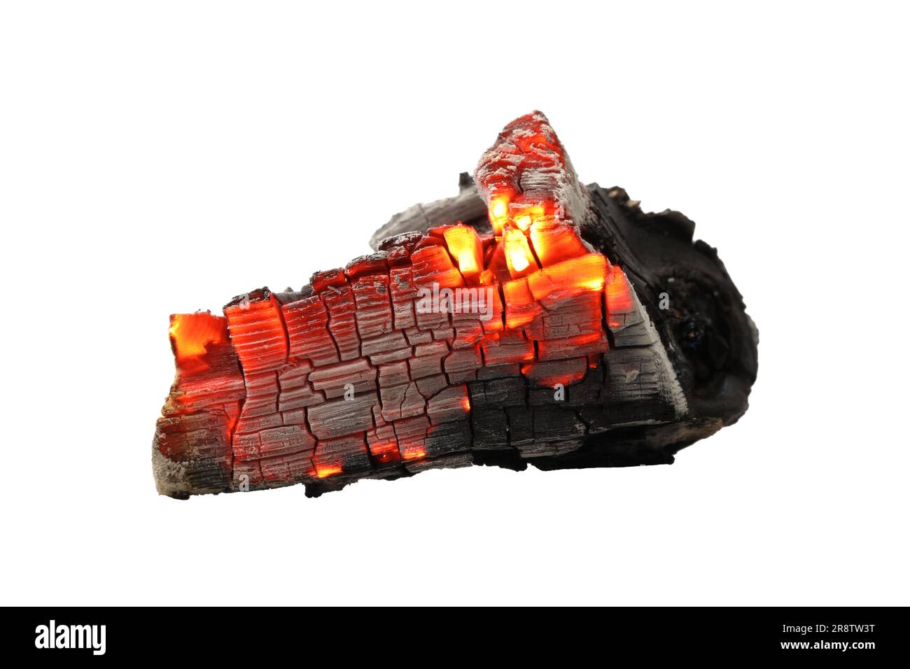 Piece of smoldering coal isolated on white Stock Photo - Alamy