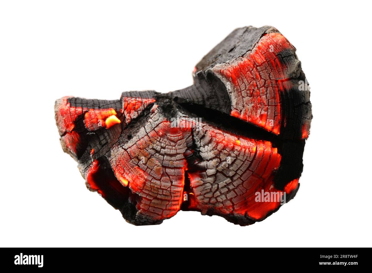 Piece of smoldering coal isolated on white Stock Photo - Alamy