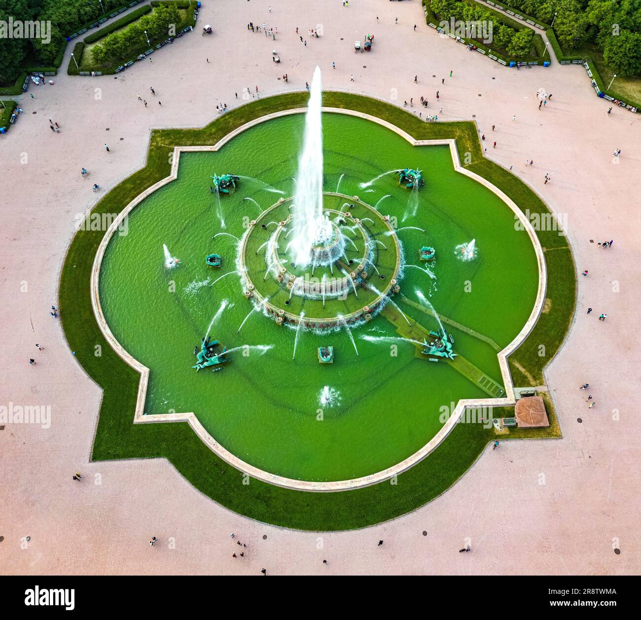 Chicago Fountain Aerial View