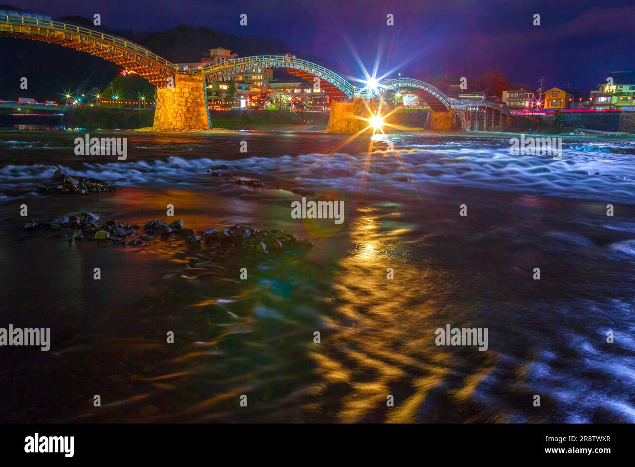 Night view of Kintai-bashi Bridge Stock Photo - Alamy