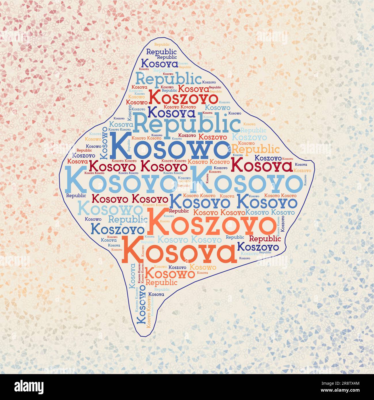 Kosovo shape with country names word cloud in multiple languages ...