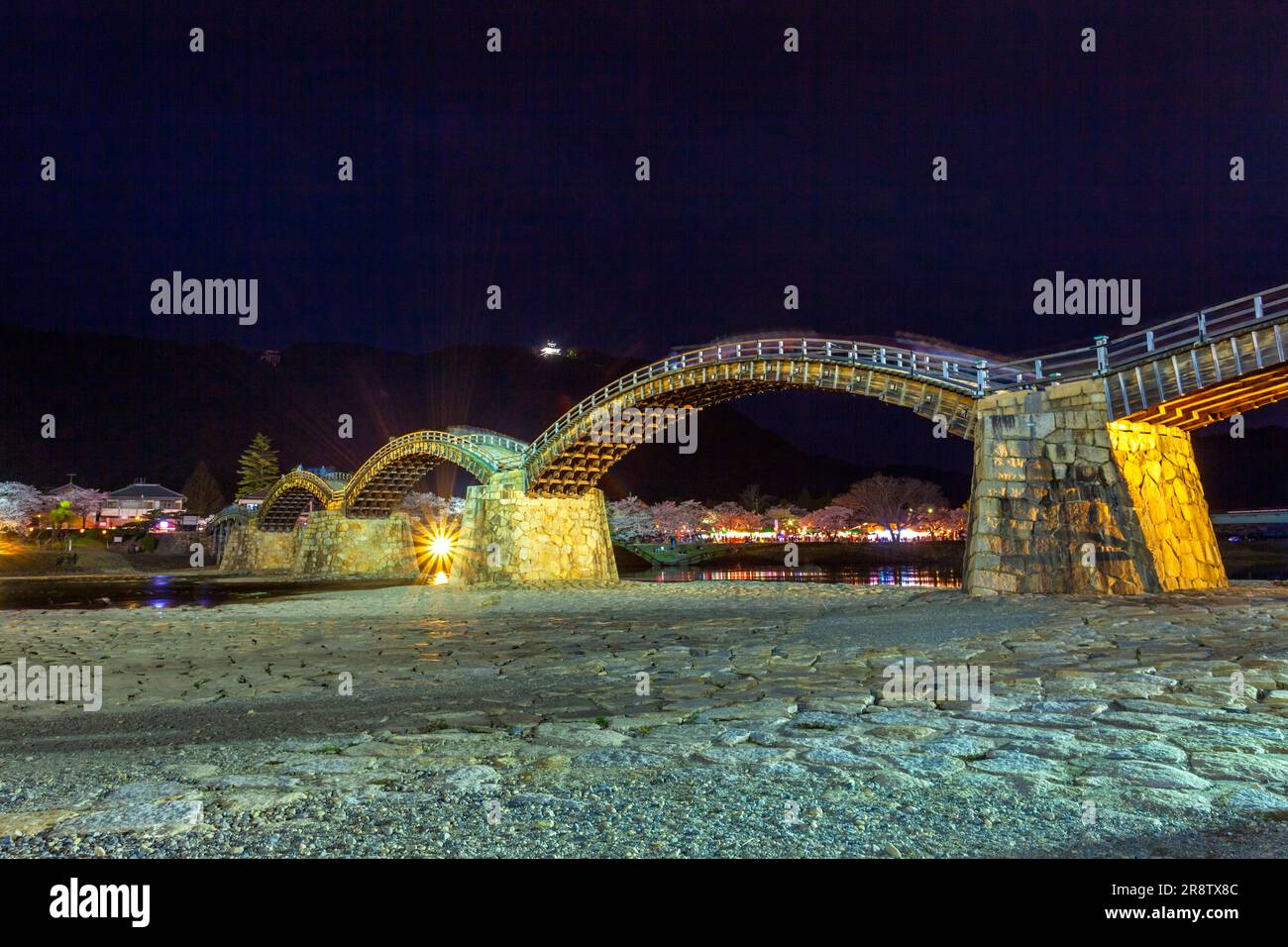 Night view of Kintai-bashi Bridge Stock Photo - Alamy
