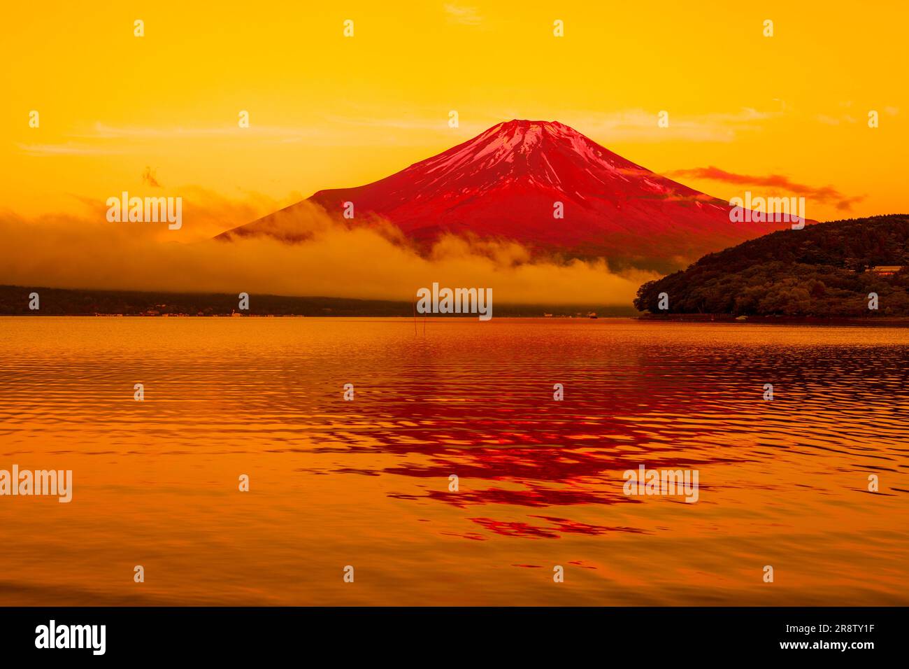 Red Fuji seen from Yamanakako Stock Photo - Alamy