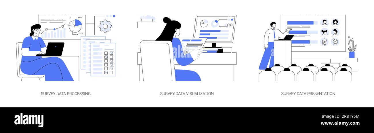 Social Science Big Data Abstract Concept Vector Illustration Set Survey Data Processing And