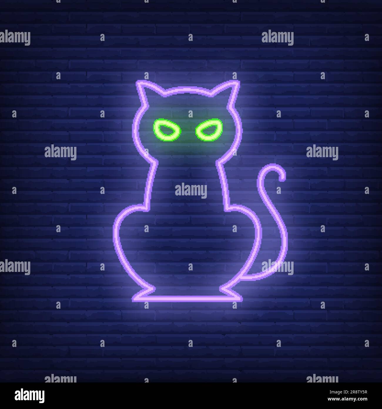 Cat with green eyes neon sign Stock Vector Image & Art - Alamy