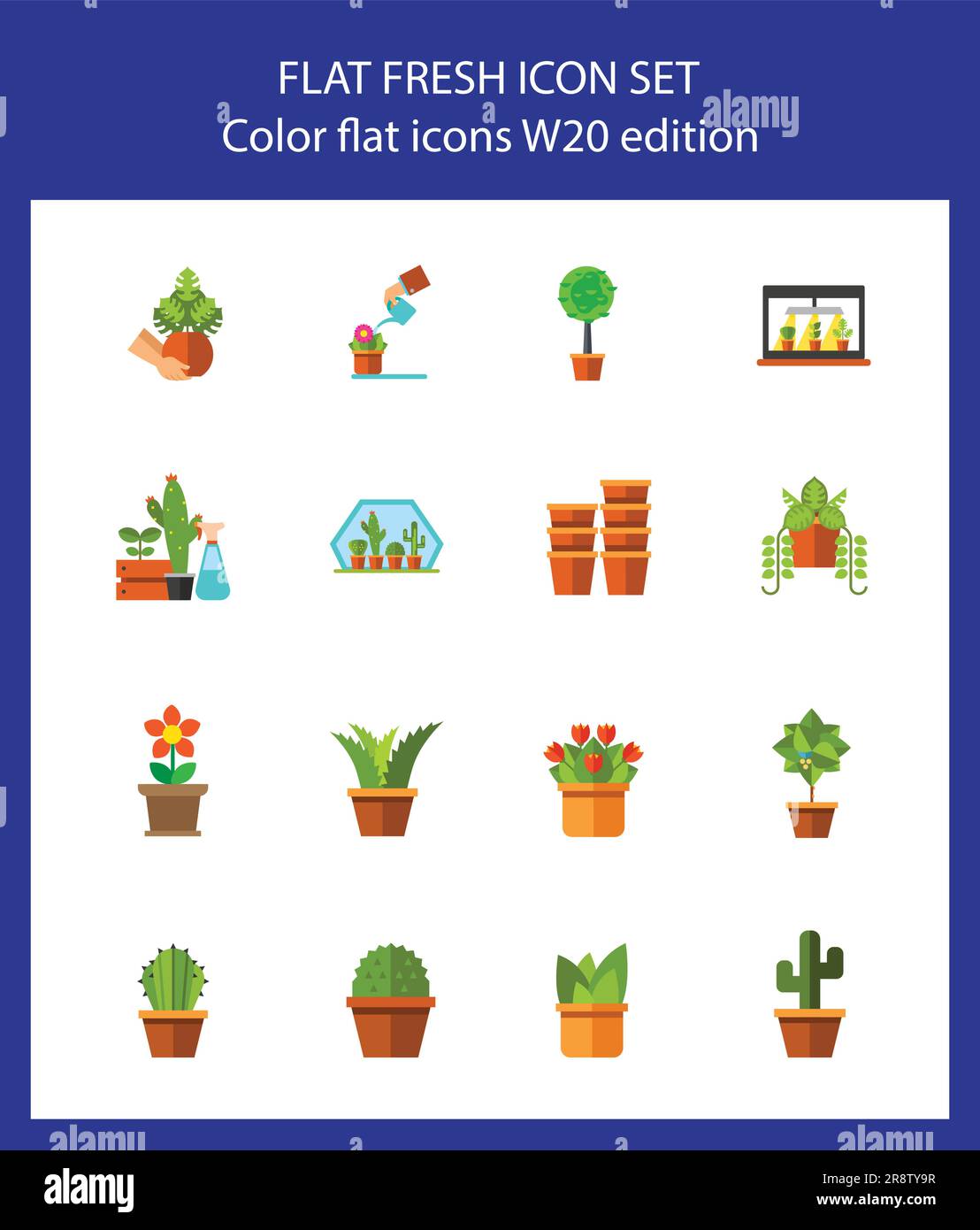 Houseplants icon set. Floriculture and horticulture Stock Vector Image ...