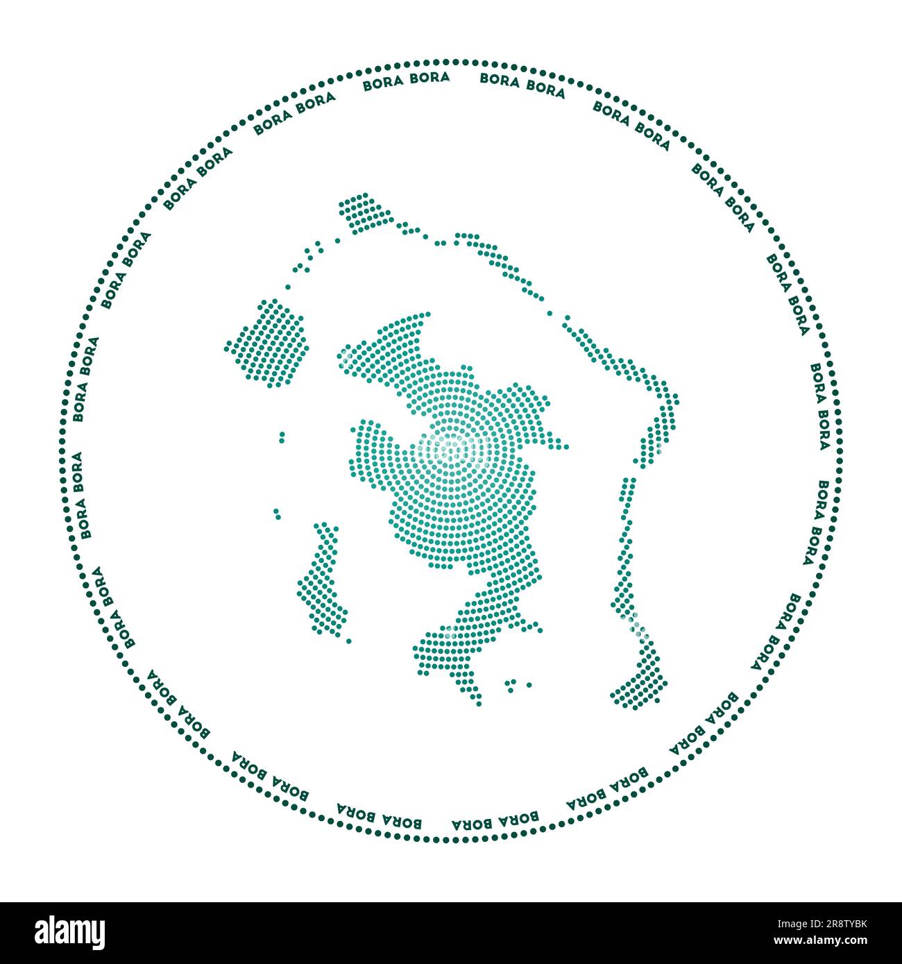 Bora Bora round logo. Digital style shape of Bora Bora in dotted circle ...