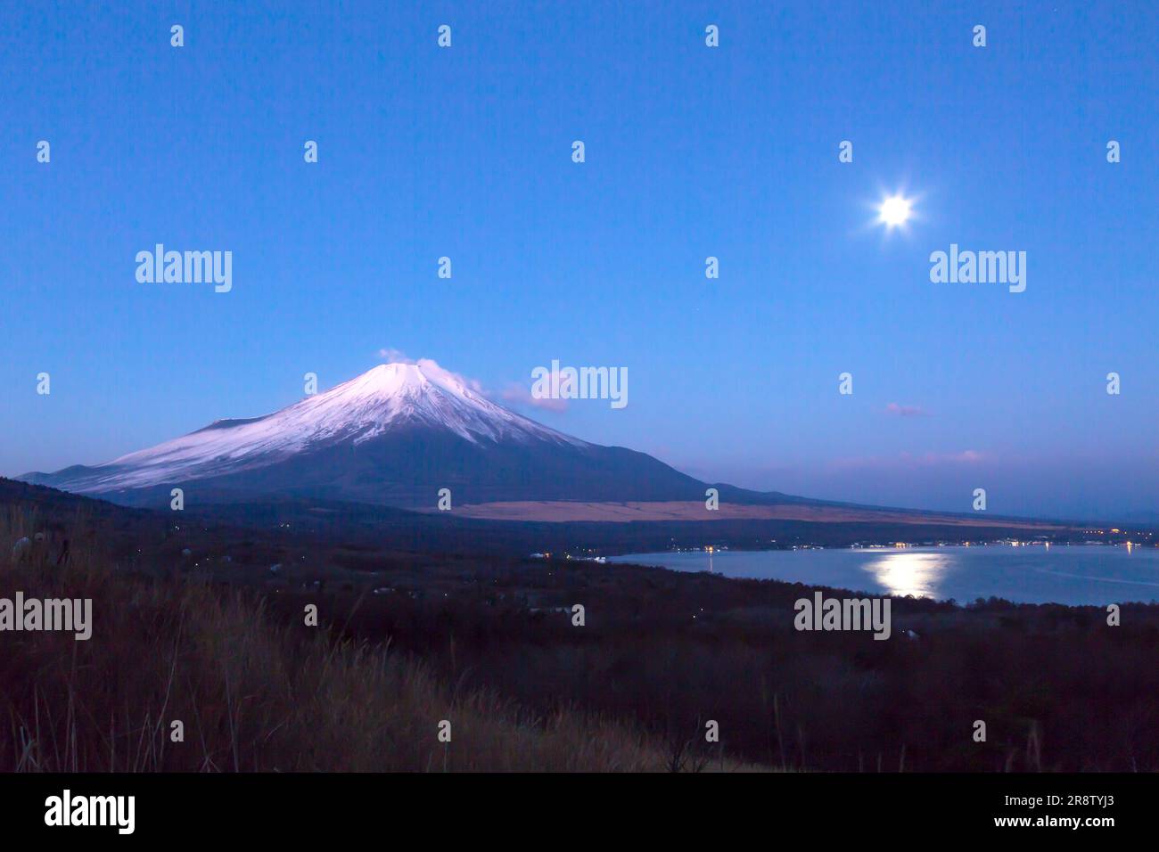 Fuji and Full Moon Stock Photo - Alamy