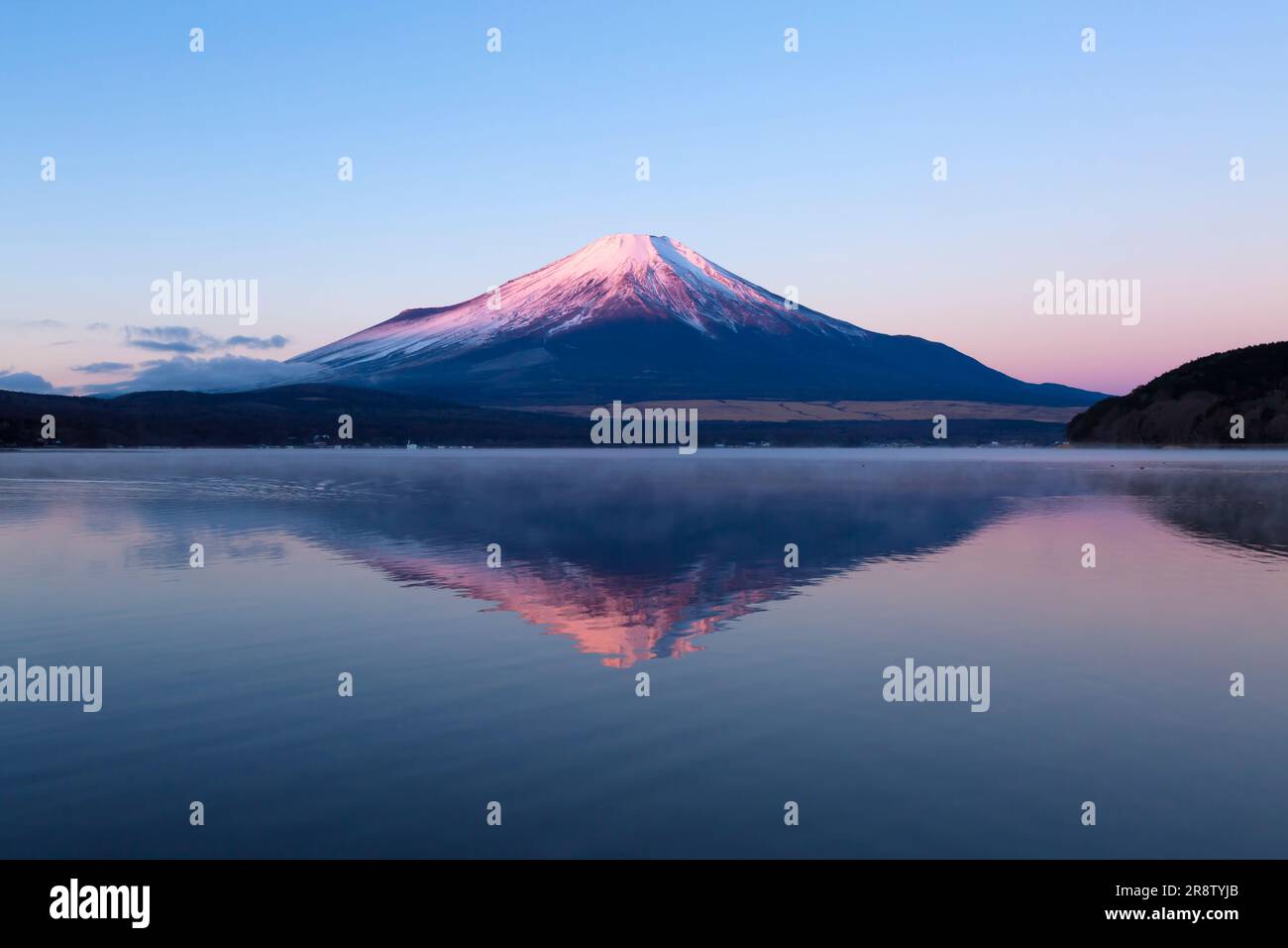Red Fuji reflected in Lake Yamanaka Stock Photo - Alamy