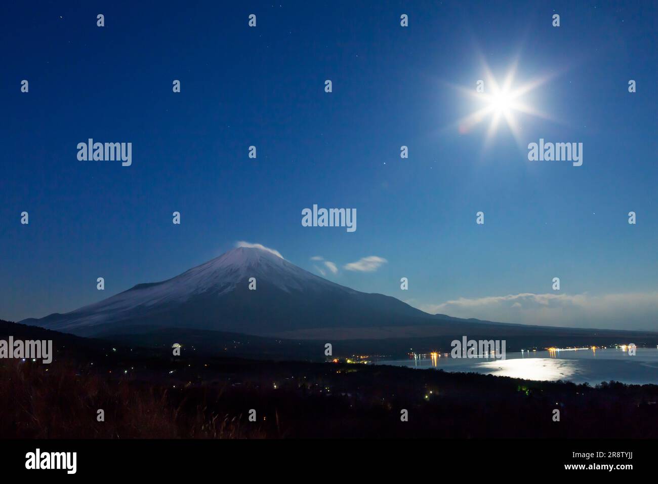 Fuji and Full Moon Stock Photo - Alamy