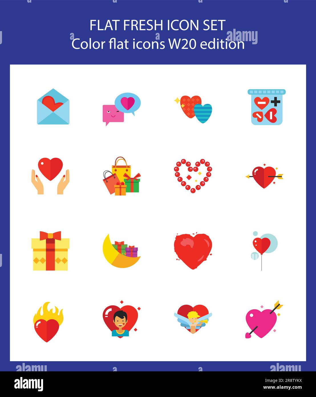 Saint Valentine symbols and love concept icon set Stock Vector Image ...